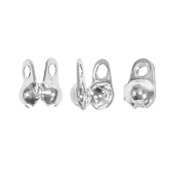 Clamshell Bead Tips, Bright Silver, Alloy, 6mm x 3mm, Sold Per pkg of ...