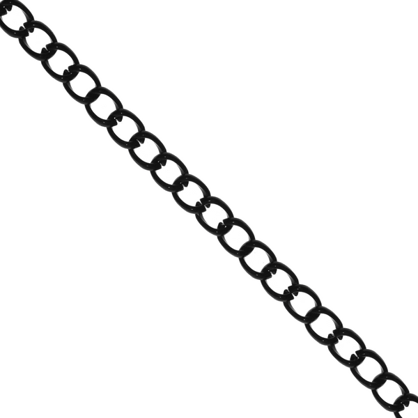 Chains, Curb, Black, Alloy, 5.5mm x 4.5mm x 2.5mm per loop - Sold Per ...