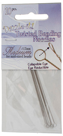 Twisted Needle, 0.35mm, 10 pcs - Butterfly Beads and Jewellery